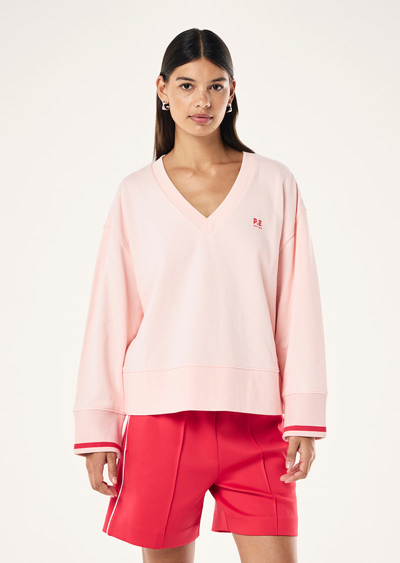 Courtside V-Neck Sweat | Petal | P.E Nation