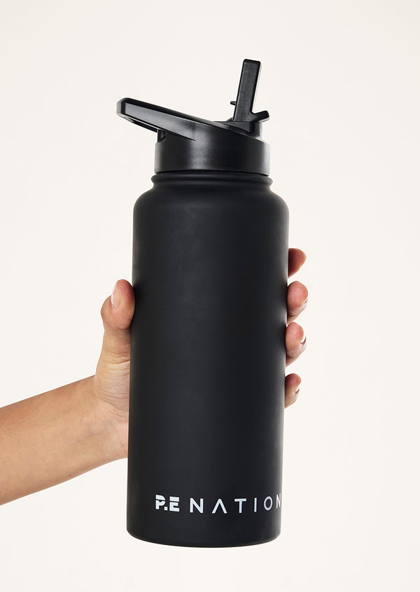 Stainless Steel 1L Drink Bottle | Matt Black | P.E Nation
